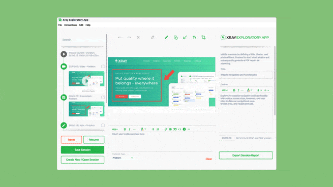 Xray - Exploratory Testing App